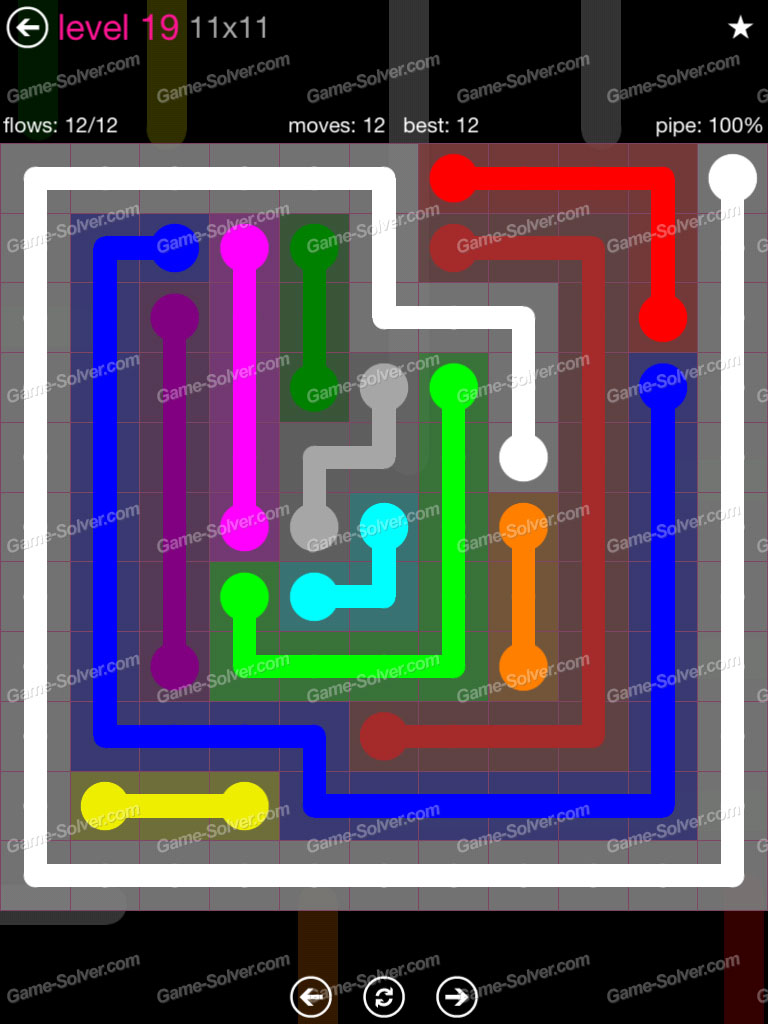Flow Pink Pack 11x11 Level 19 • Game Solver