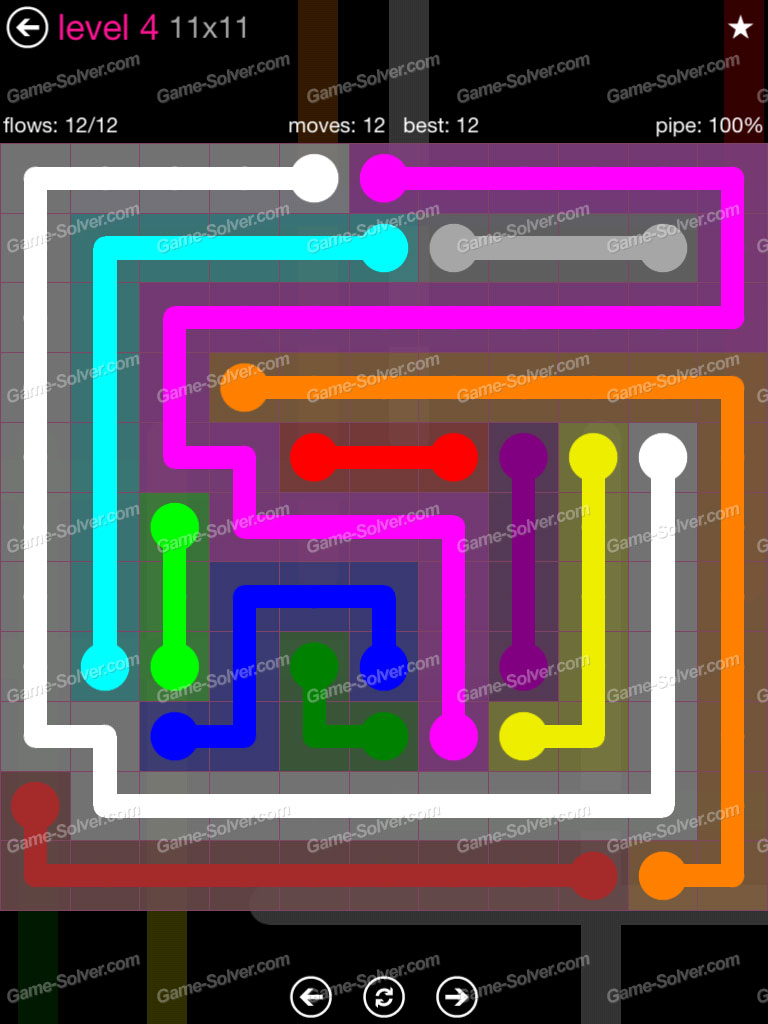 Flow Pink Pack 11x11 Level 4 • Game Solver
