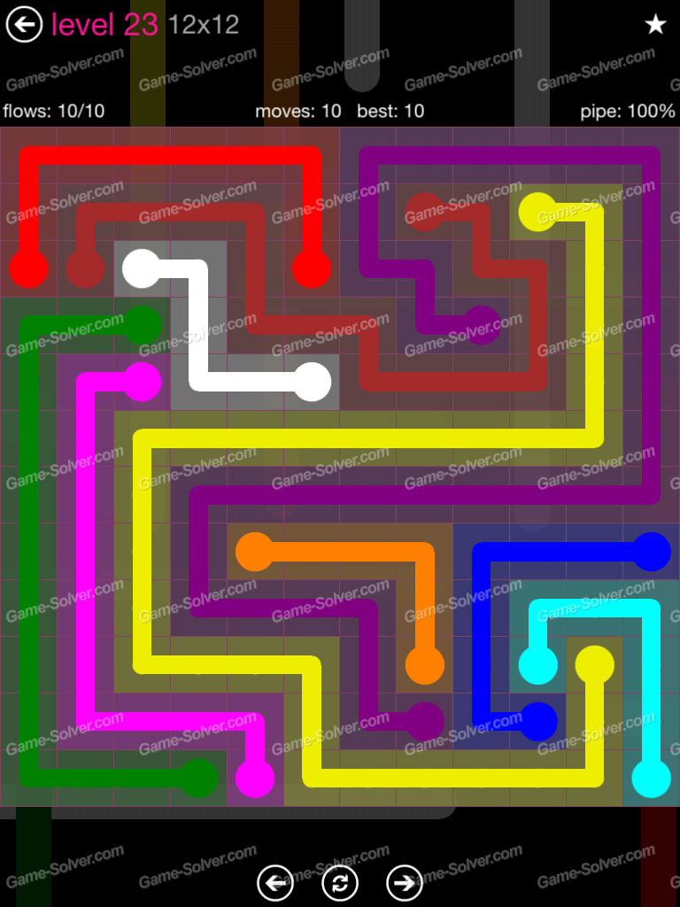 Flow Pink Pack 12x12 Level 23 • Game Solver