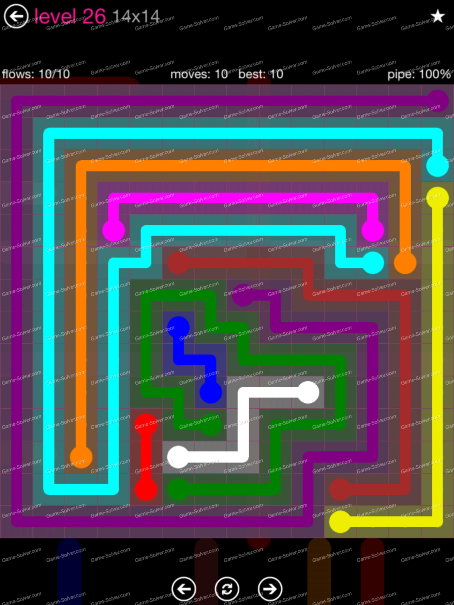 Flow Pink Pack 14x14 Level 26 • Game Solver