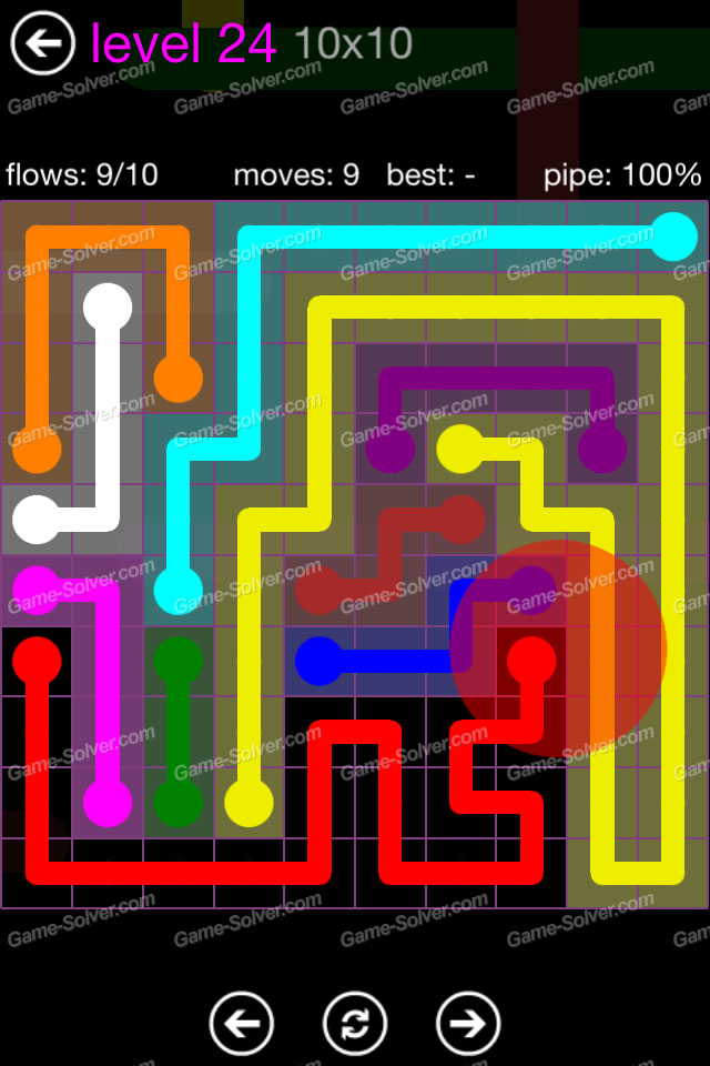 Flow Purple Pack 10x10 Level 24 • Game Solver