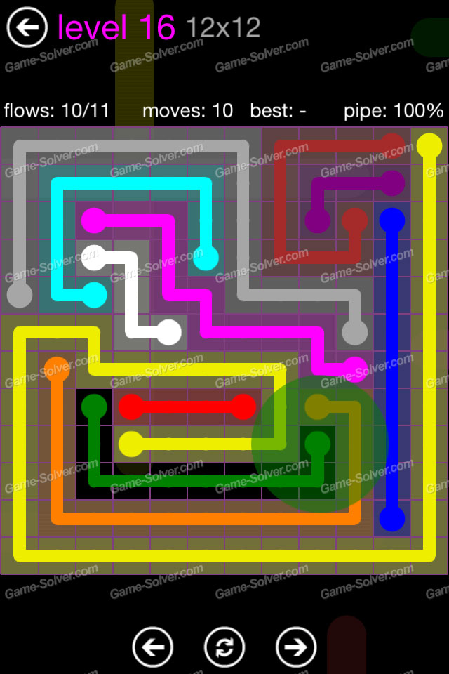 Flow Purple Pack 12x12 Level 16 • Game Solver