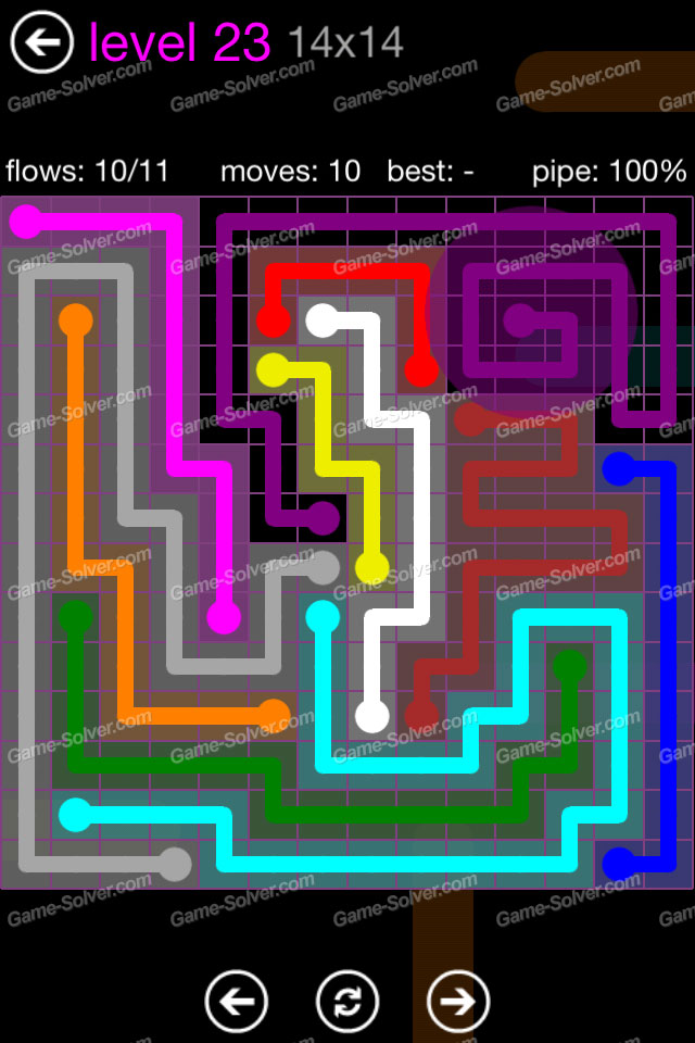 Flow Purple Pack 14x14 Level 23 • Game Solver