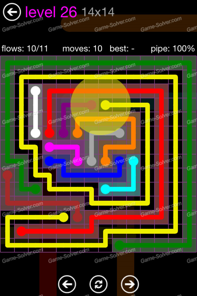 Flow Purple Pack 14x14 Level 26 • Game Solver