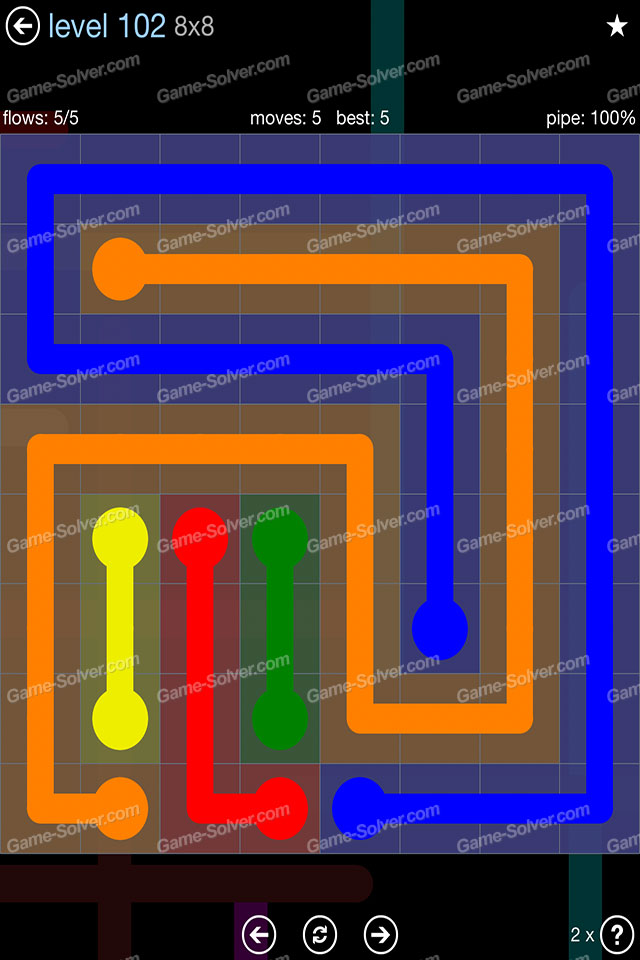 Flow Rainbow Pack Level 102 • Game Solver