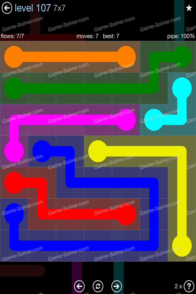 Flow Rainbow Pack Level 107 • Game Solver