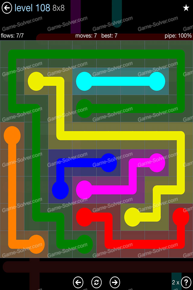 Flow Rainbow Pack Level 108 • Game Solver