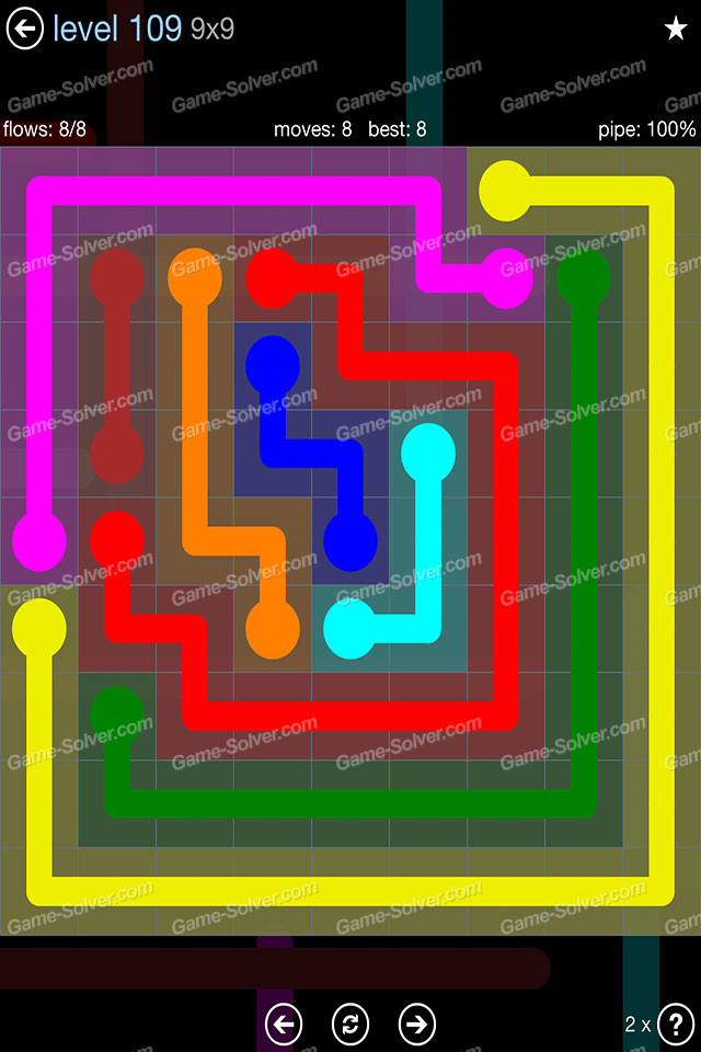 Flow Rainbow Pack Level 109 • Game Solver