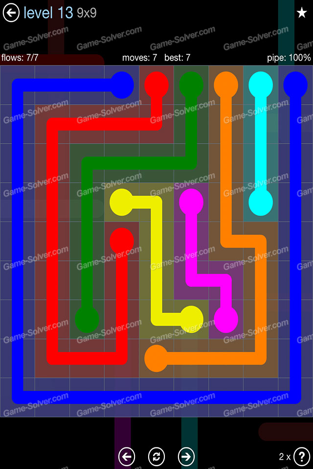 Flow Rainbow Pack Level 13 • Game Solver