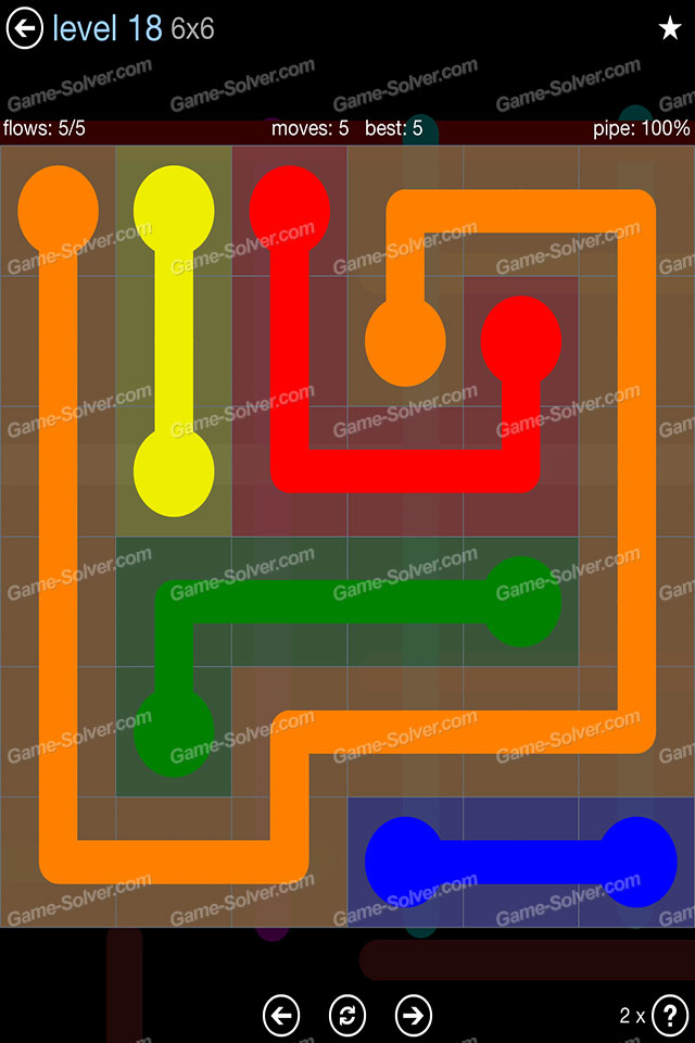 Flow Rainbow Pack Level 18 • Game Solver