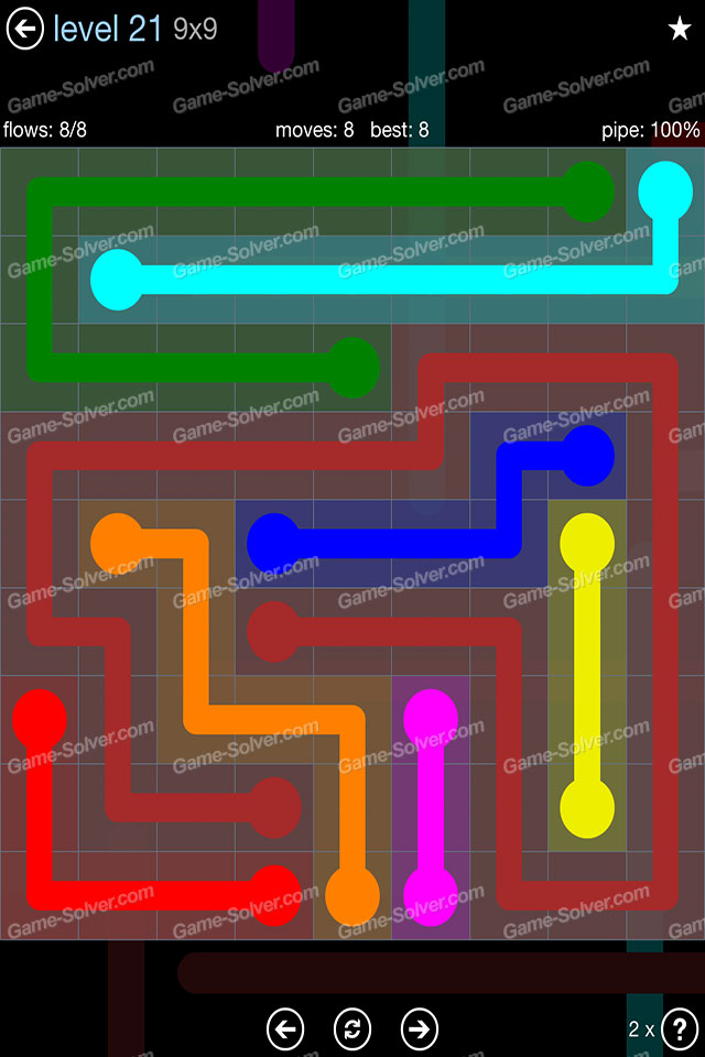 Flow Rainbow Pack Level 21 • Game Solver