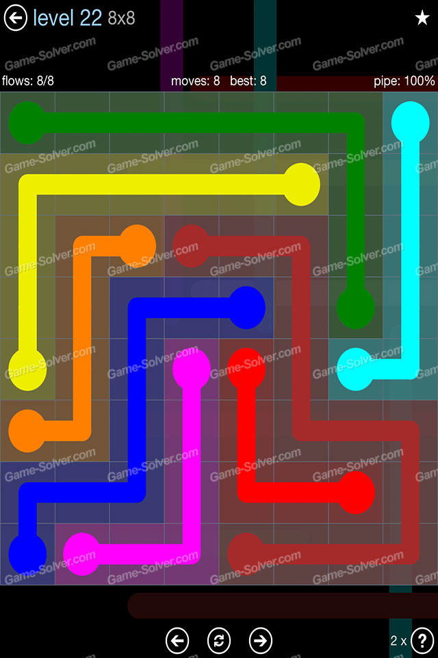 Flow Rainbow Pack Level 22 • Game Solver