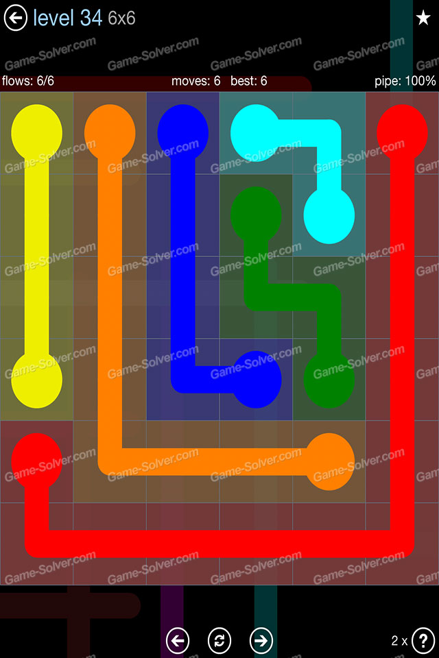 Flow Rainbow Pack Level 34 • Game Solver