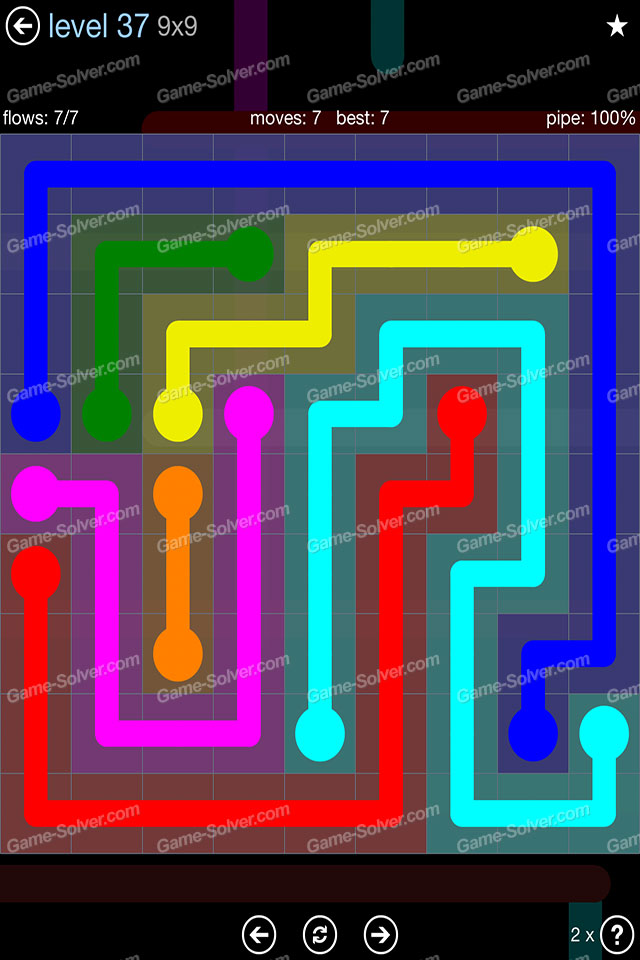 Flow Rainbow Pack Level 37 • Game Solver