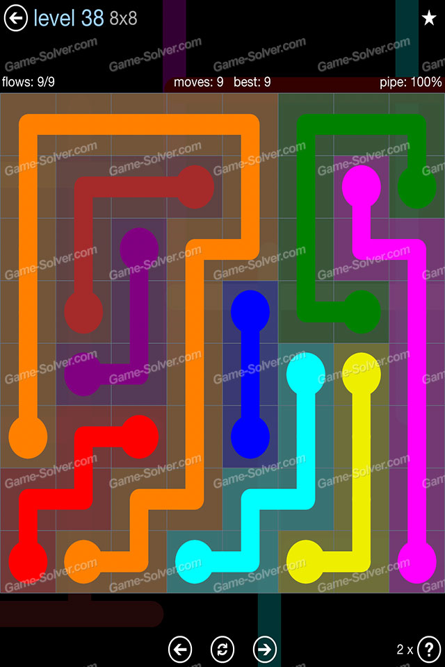 Flow Rainbow Pack Level 38 • Game Solver