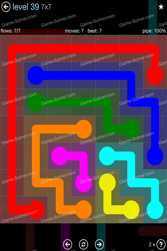 Flow Rainbow Pack Level 39 • Game Solver