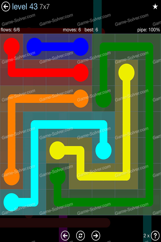 Flow Rainbow Pack Level 43 • Game Solver