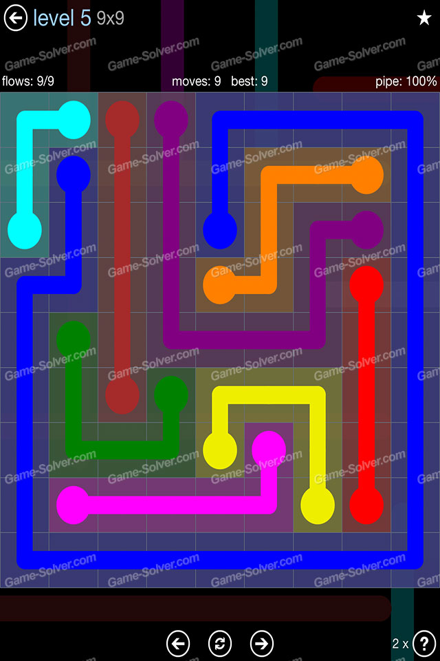 Flow Rainbow Pack Level 5 • Game Solver