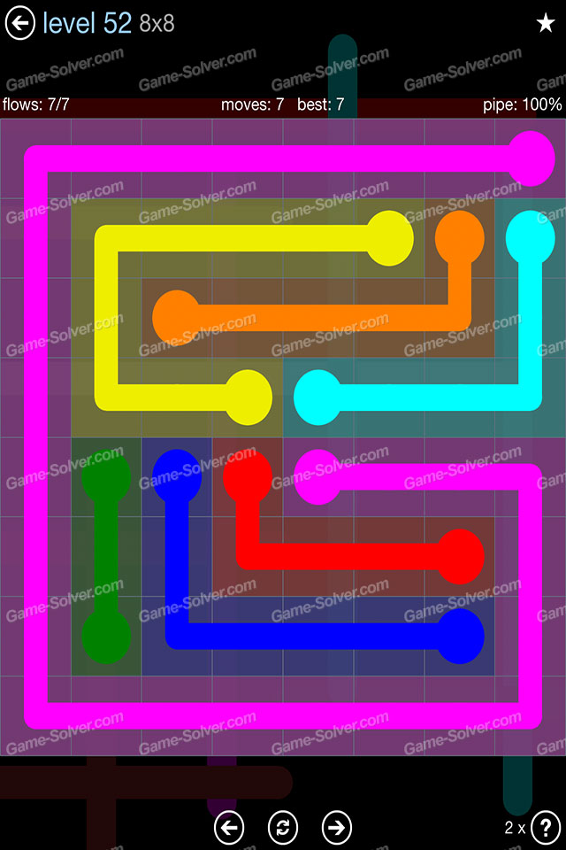 Flow Rainbow Pack Level 52 • Game Solver
