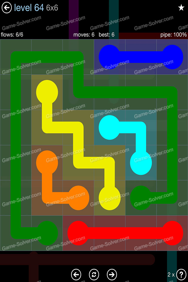 Flow Rainbow Pack Level 64 • Game Solver