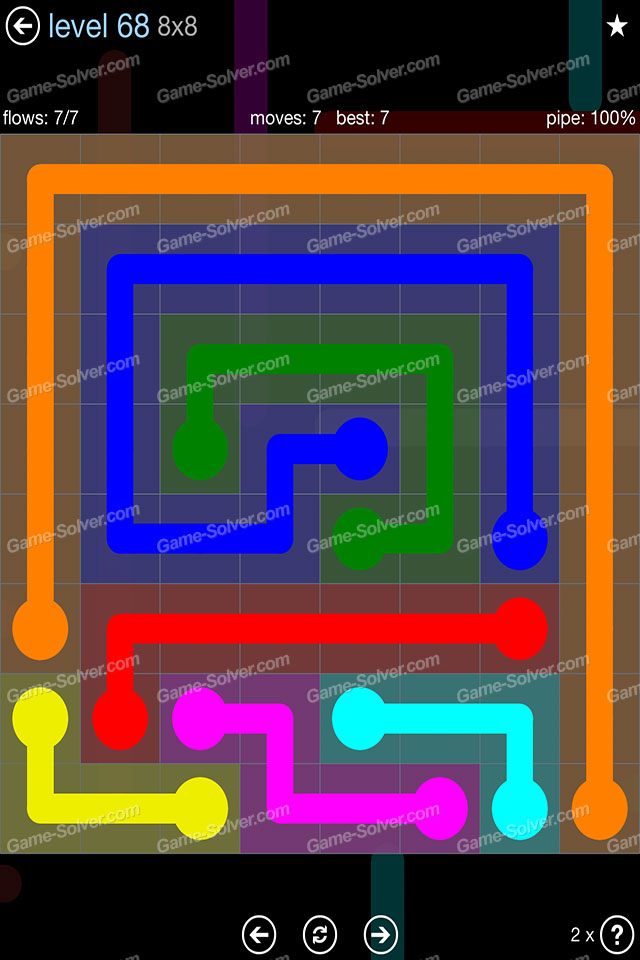 Flow Rainbow Pack Level 68 • Game Solver