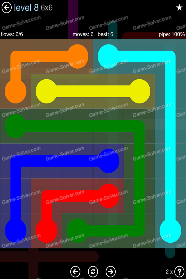Flow Rainbow Pack Level 8 • Game Solver