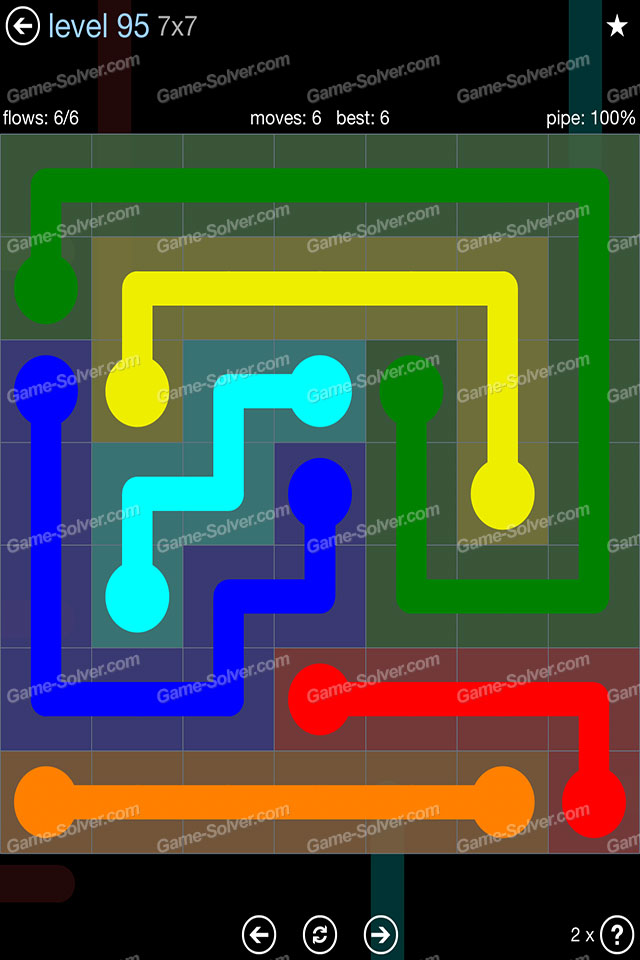 Flow Rainbow Pack Level 95 • Game Solver