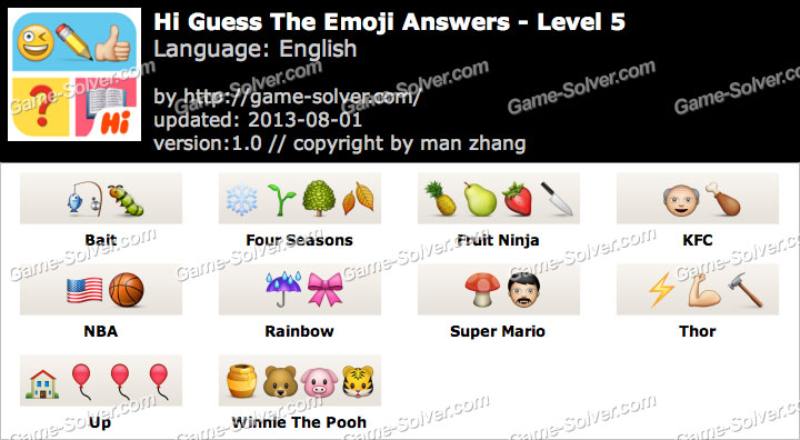 Hi Guess the Emoji Level 5 • Game Solver