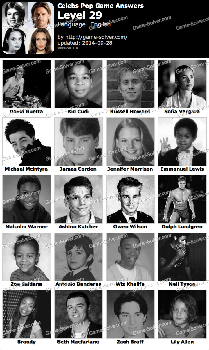 Celebs Pop Level 29 - Game Solver