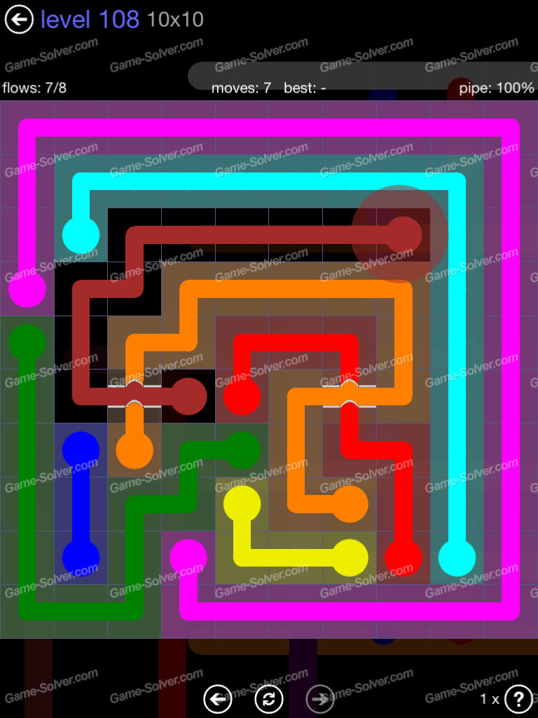 Flow Bridges 10x10 Mania Level 108 • Game Solver