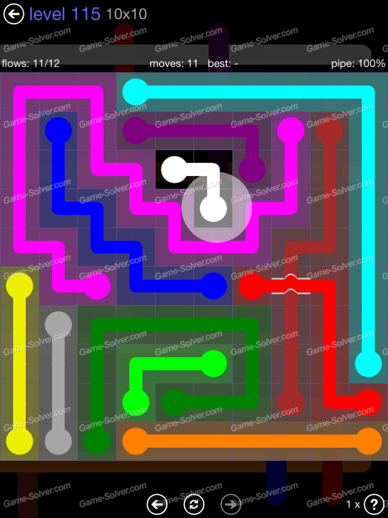 Flow Bridges 10x10 Mania Level 115 • Game Solver