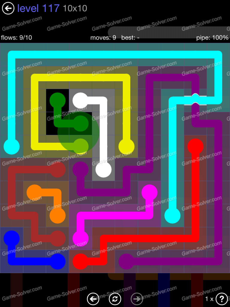 Flow Bridges 10x10 Mania Level 117 • Game Solver