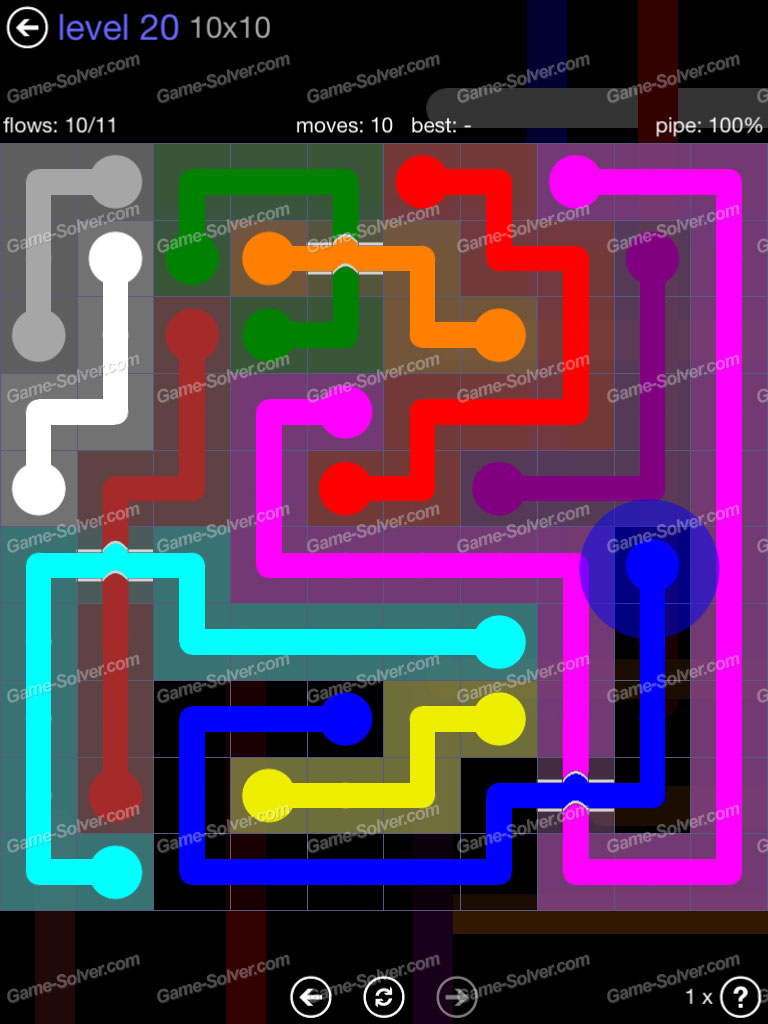 Flow Bridges 10x10 Mania Level 20 • Game Solver