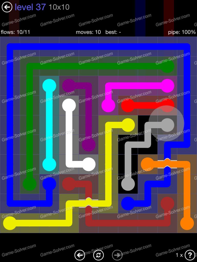 Flow Bridges 10x10 Mania Level 37 • Game Solver