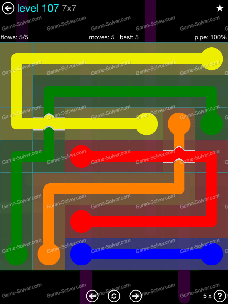 Flow Bridges 7x7 Mania Level 107 • Game Solver