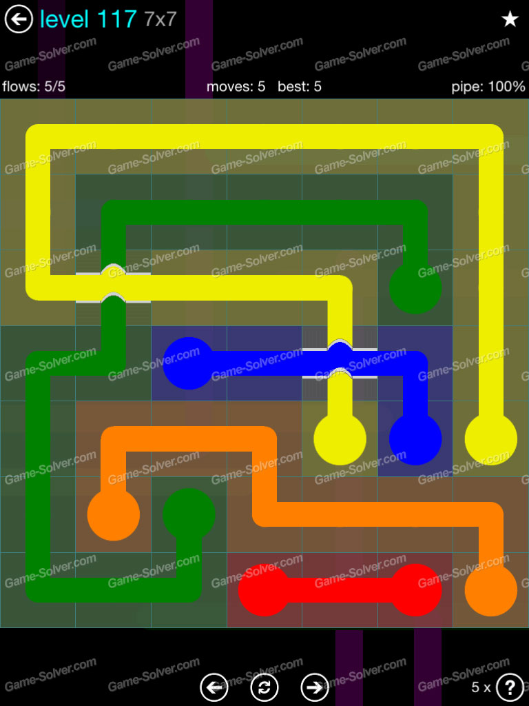 Flow Bridges 7x7 Mania Level 117 • Game Solver