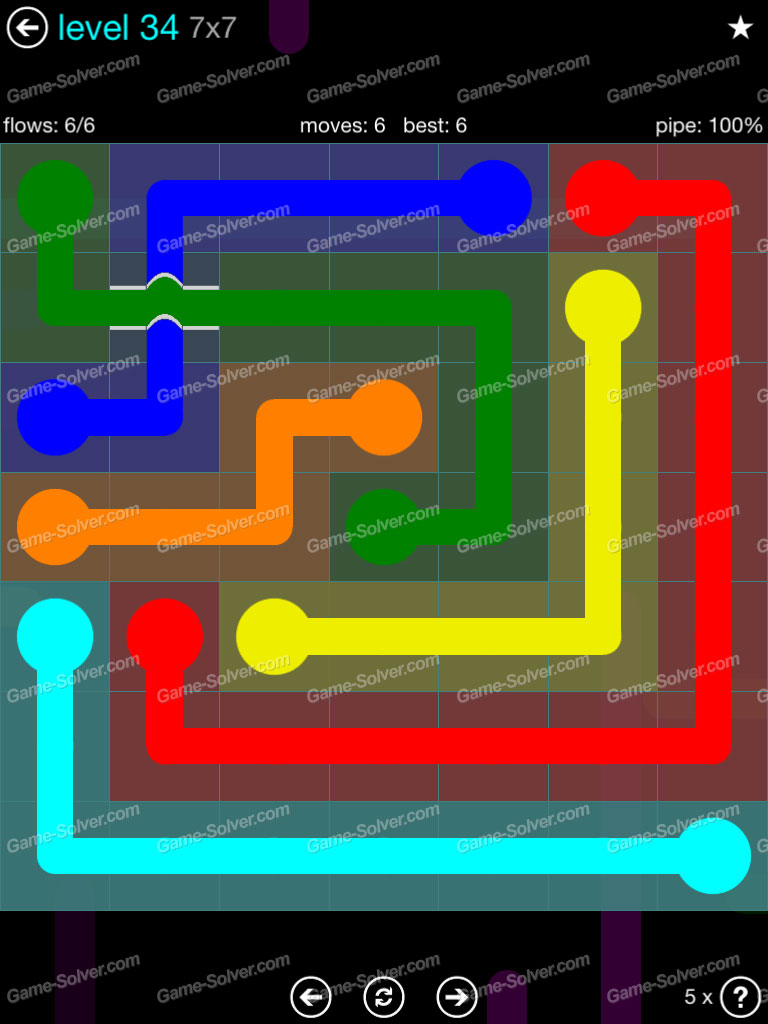 Flow Bridges 7x7 Mania Level 34 • Game Solver