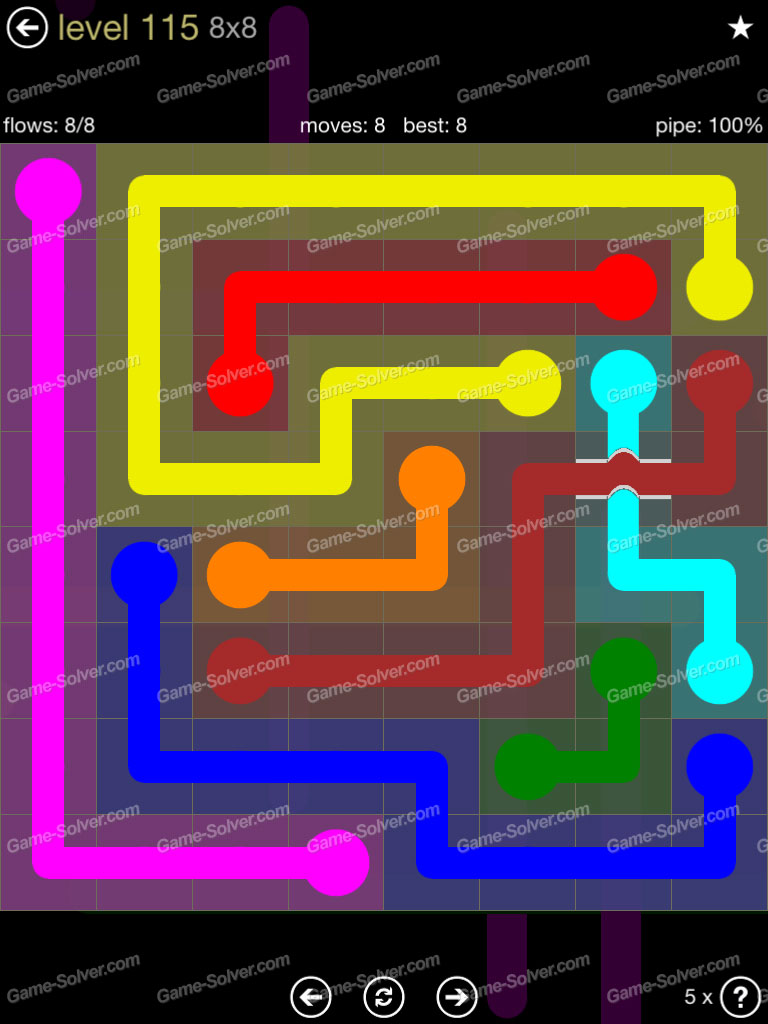Flow Bridges 8x8 Mania Level 115 • Game Solver