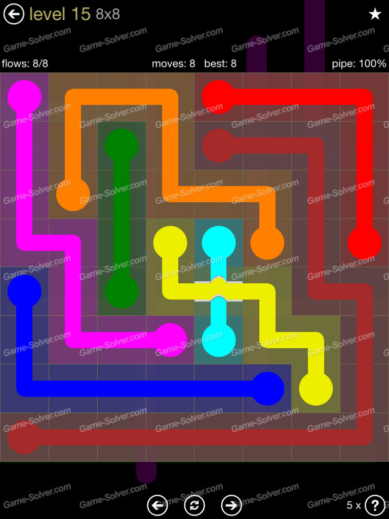 Flow Bridges 8x8 Mania Level 15 • Game Solver
