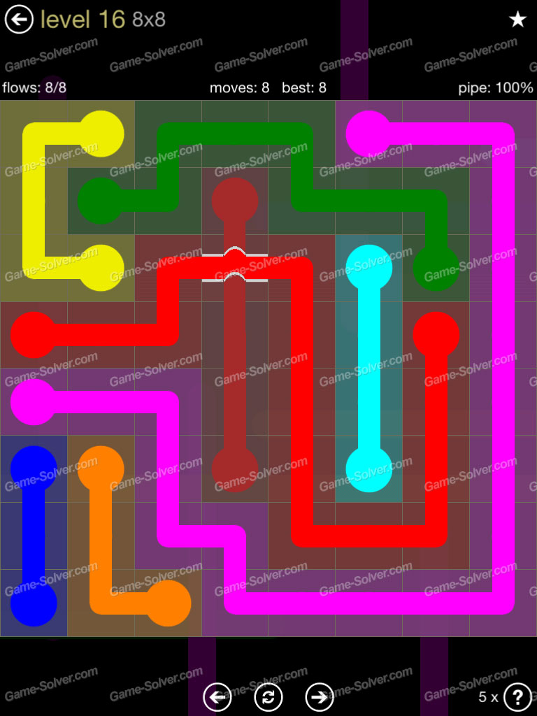 Flow Bridges 8x8 Mania Level 16 • Game Solver