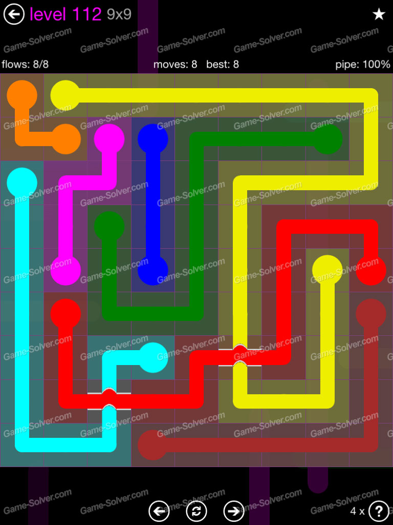 Flow Bridges 9x9 Mania Level 112 • Game Solver