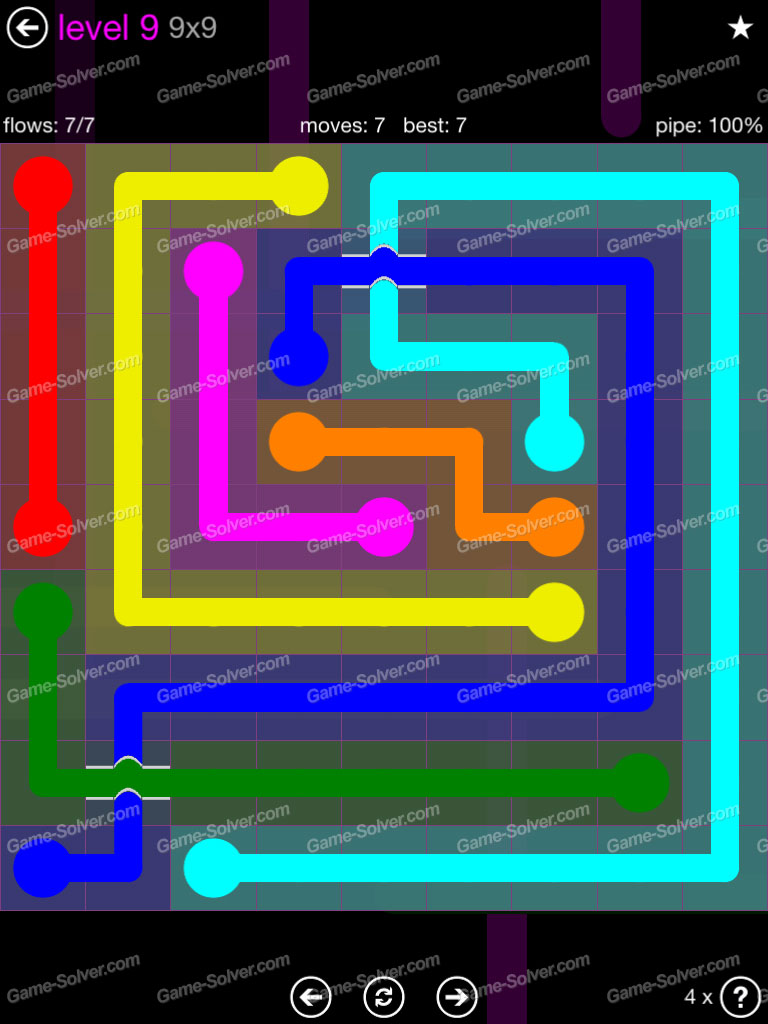Flow Bridges 9x9 Mania Level 9 • Game Solver