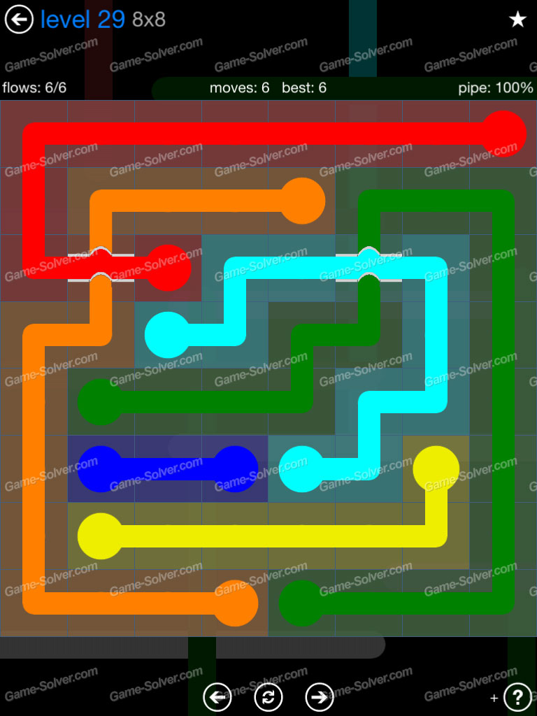 Flow Bridges Blue Pack 8x8 Level 29 • Game Solver