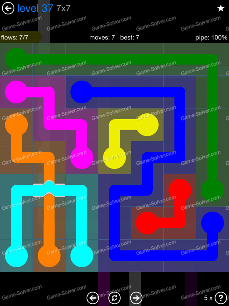 Flow Bridges Challenge Pack 7x7 Level 37 • Game Solver
