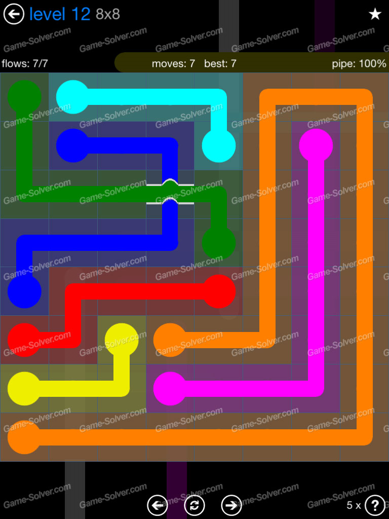 Flow Bridges Challenge Pack 8x8 Level 12 • Game Solver