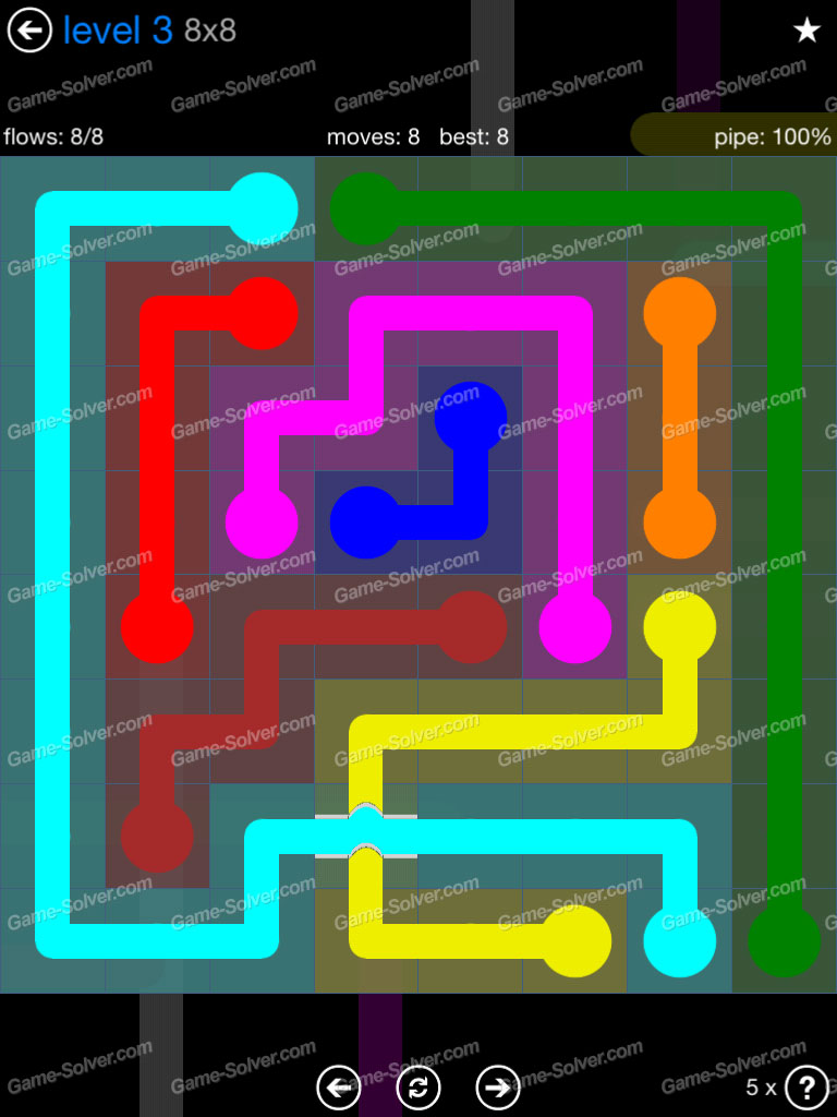 Flow Bridges Challenge Pack 8x8 Level 3 • Game Solver