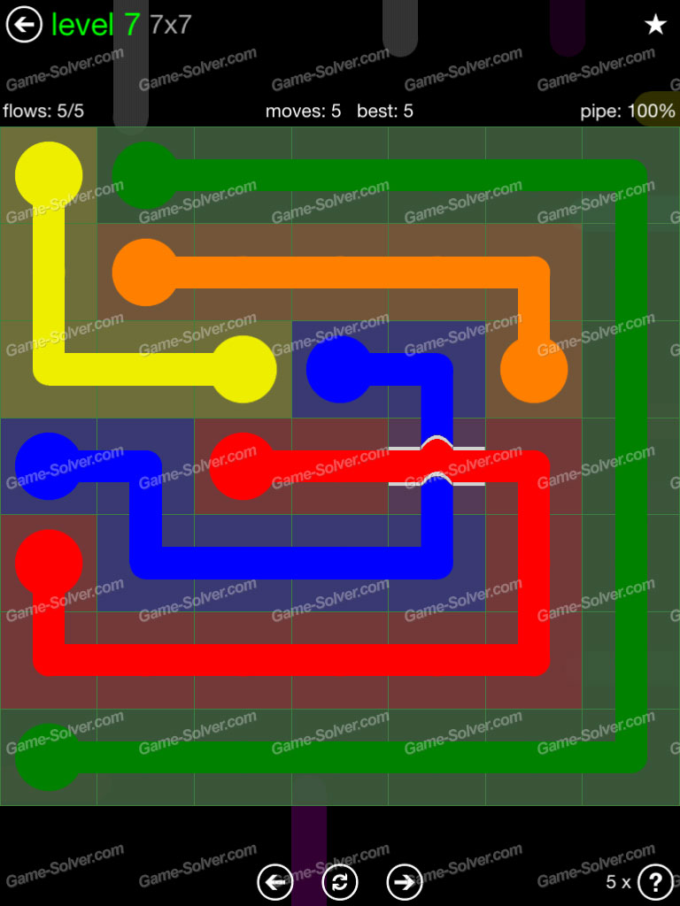 Flow Bridges Classic Pack 7x7 Level 7 • Game Solver