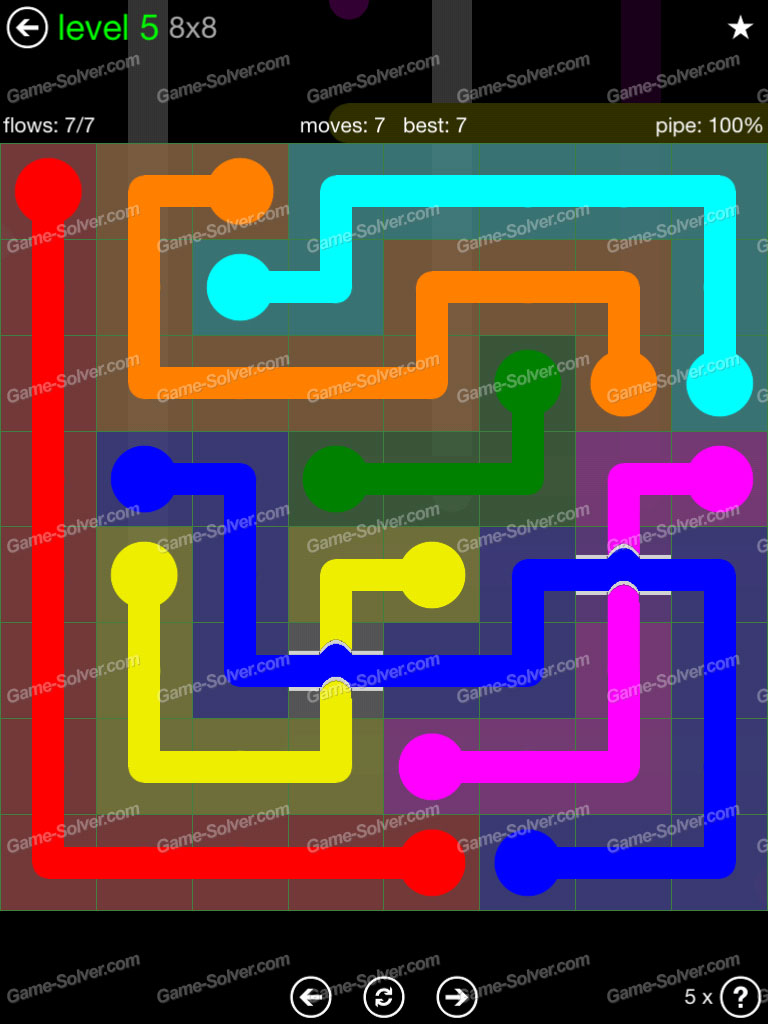 Flow Bridges Classic Pack 8x8 Level 5 • Game Solver
