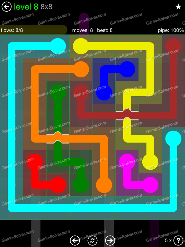 Flow Bridges Classic Pack 8x8 Level 8 • Game Solver