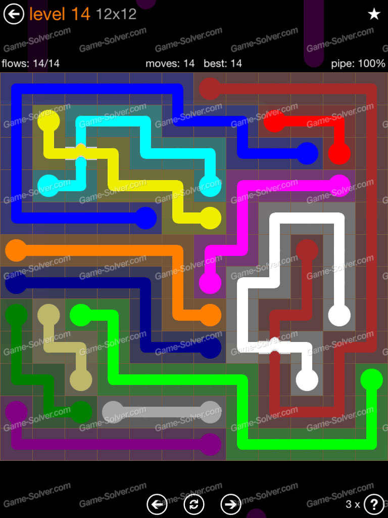 Flow Bridges Jumbo Pack 12x12 Level 14 • Game Solver